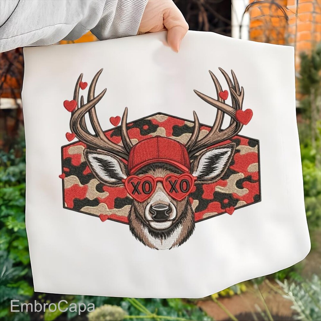 Valentine Buck Embroidery Design, Boys Valentines Machine File, Retro ...