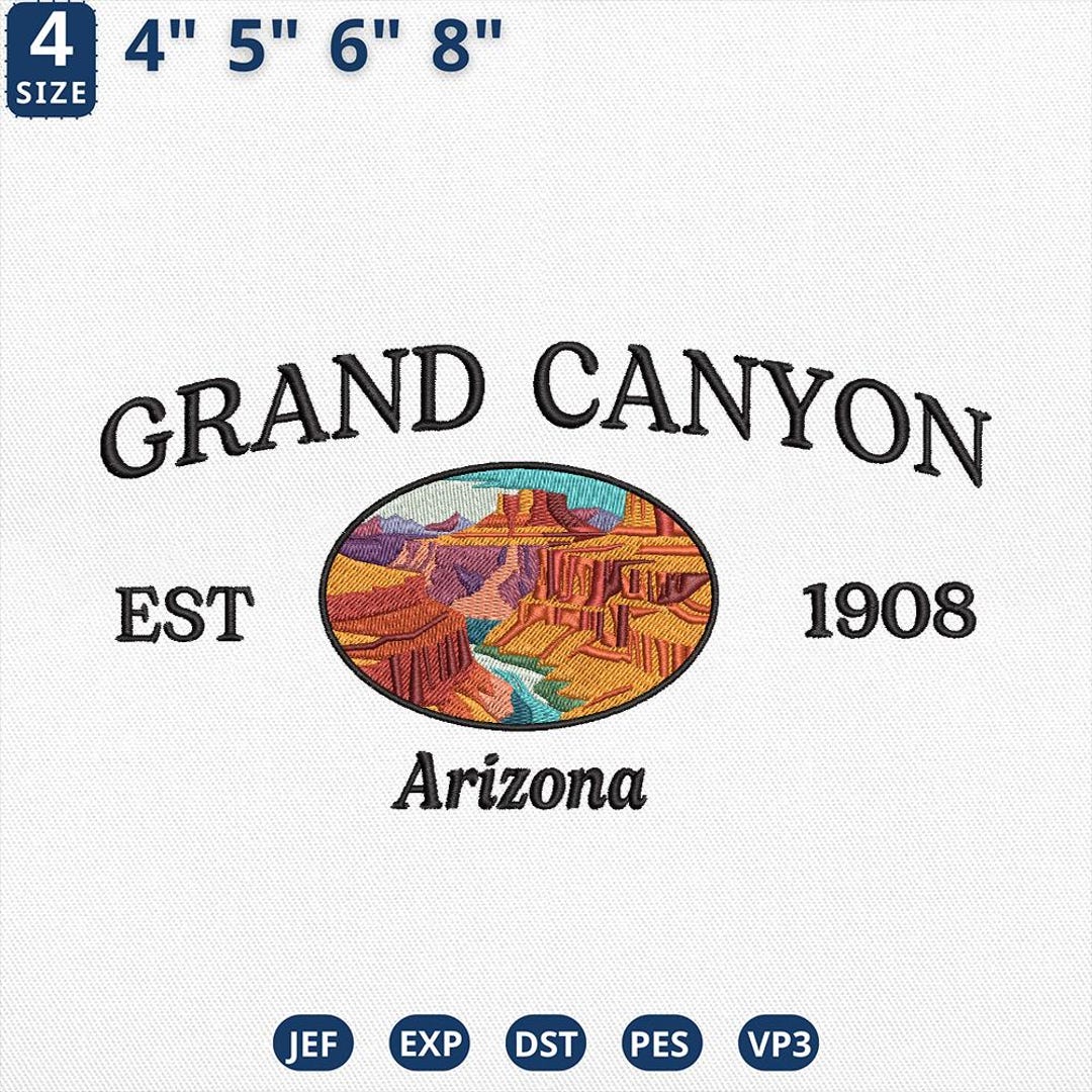 Grand Canyon Arizona Embroidery Design, National Park Embroidery ...