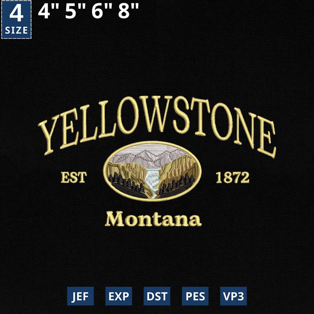 Yellowstone Montana Embroidery Design, National Park Machine Embroidery ...