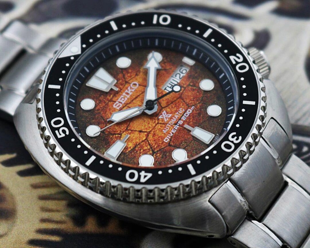 Custom Seiko Prospex Diver Style Mod Automatic Men's Watch - Brown Dial ...