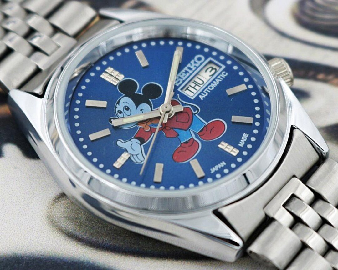 Vintage Refurbished Seiko 5 Japan Automatic Men’s Watch | Blue Cartoon ...