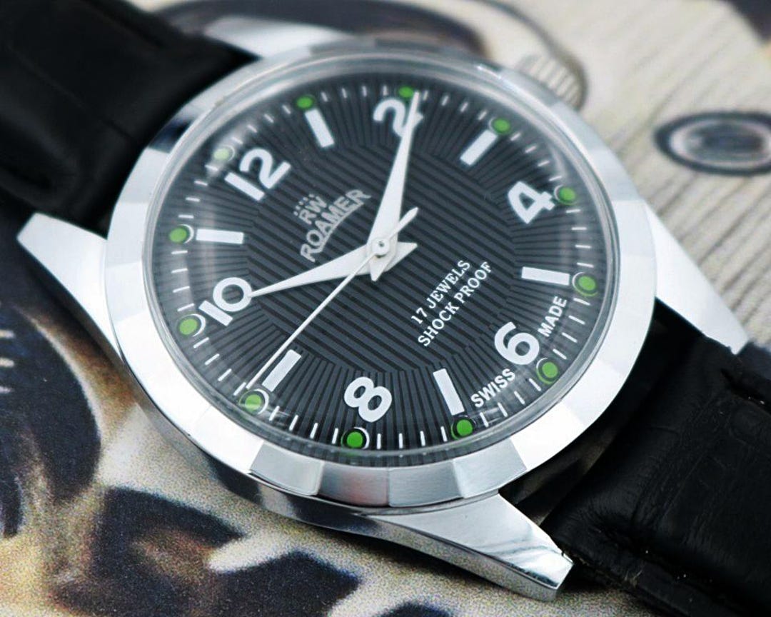 Vintage Roamer Men’s Watch | Swiss Made | Hand-winding | Black Retro ...