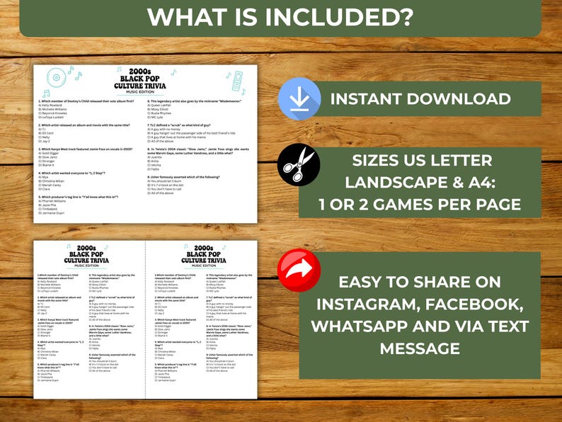 2000s Y2K Black Music Trivia, Rap, Hip-hop, R&B Game Night, Printable ...