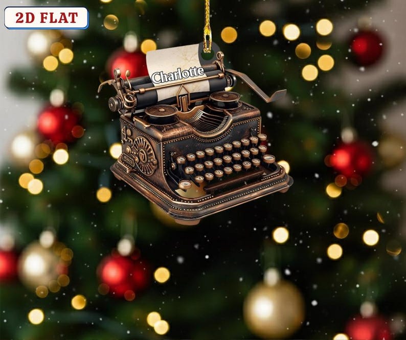 Personalized Vintage Typewriter Ornament, Custom Name Writer Gift ...