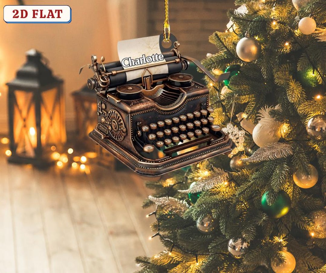 Personalized Vintage Typewriter Ornament, Custom Name Writer Gift ...