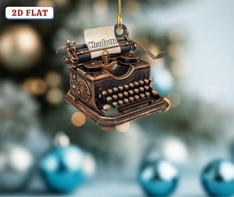 Personalized Vintage Typewriter Ornament, Custom Name Writer Gift ...