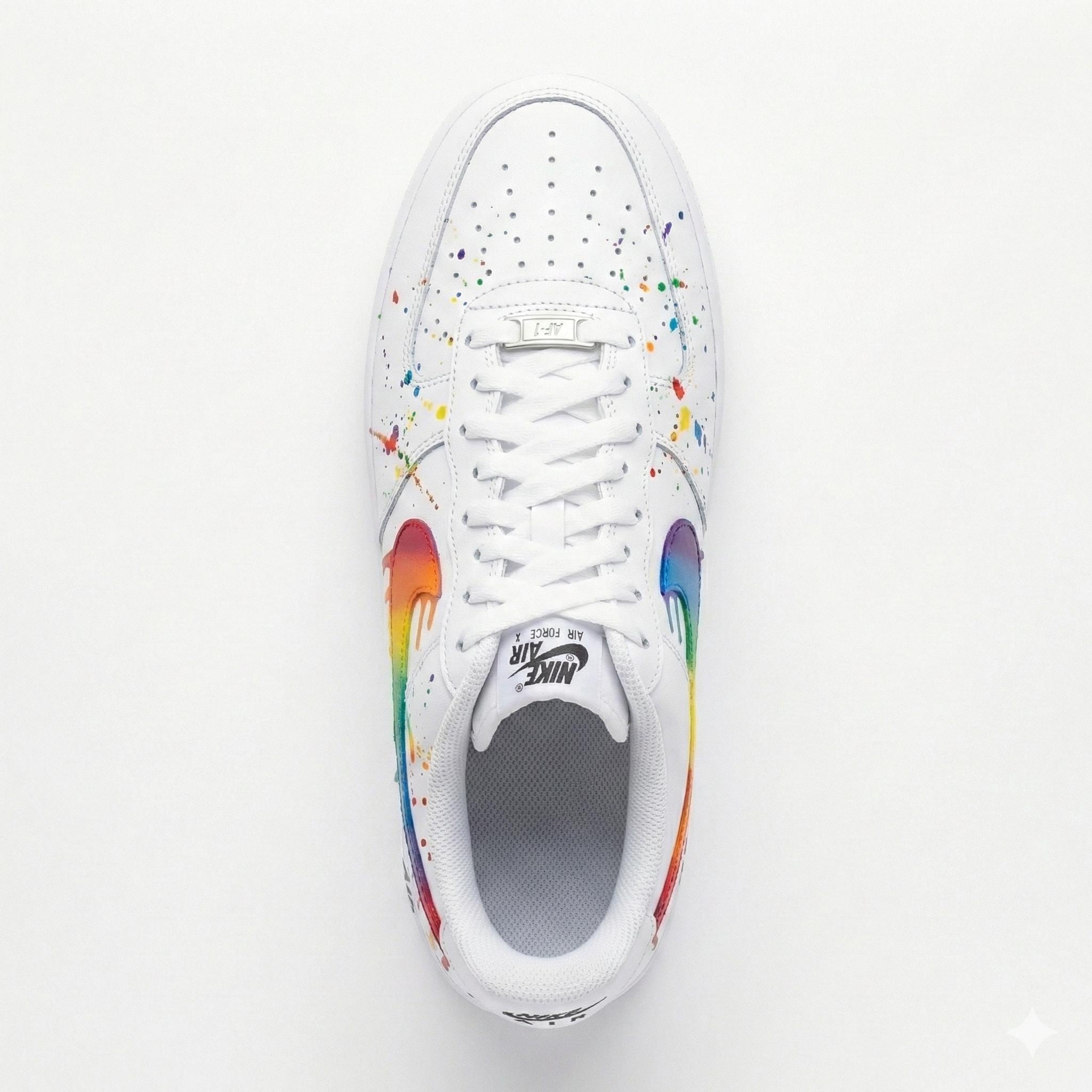 Custom Nike Air Force 1 Shoes | Rainbow Swoosh Paint Splatter | Pride ...