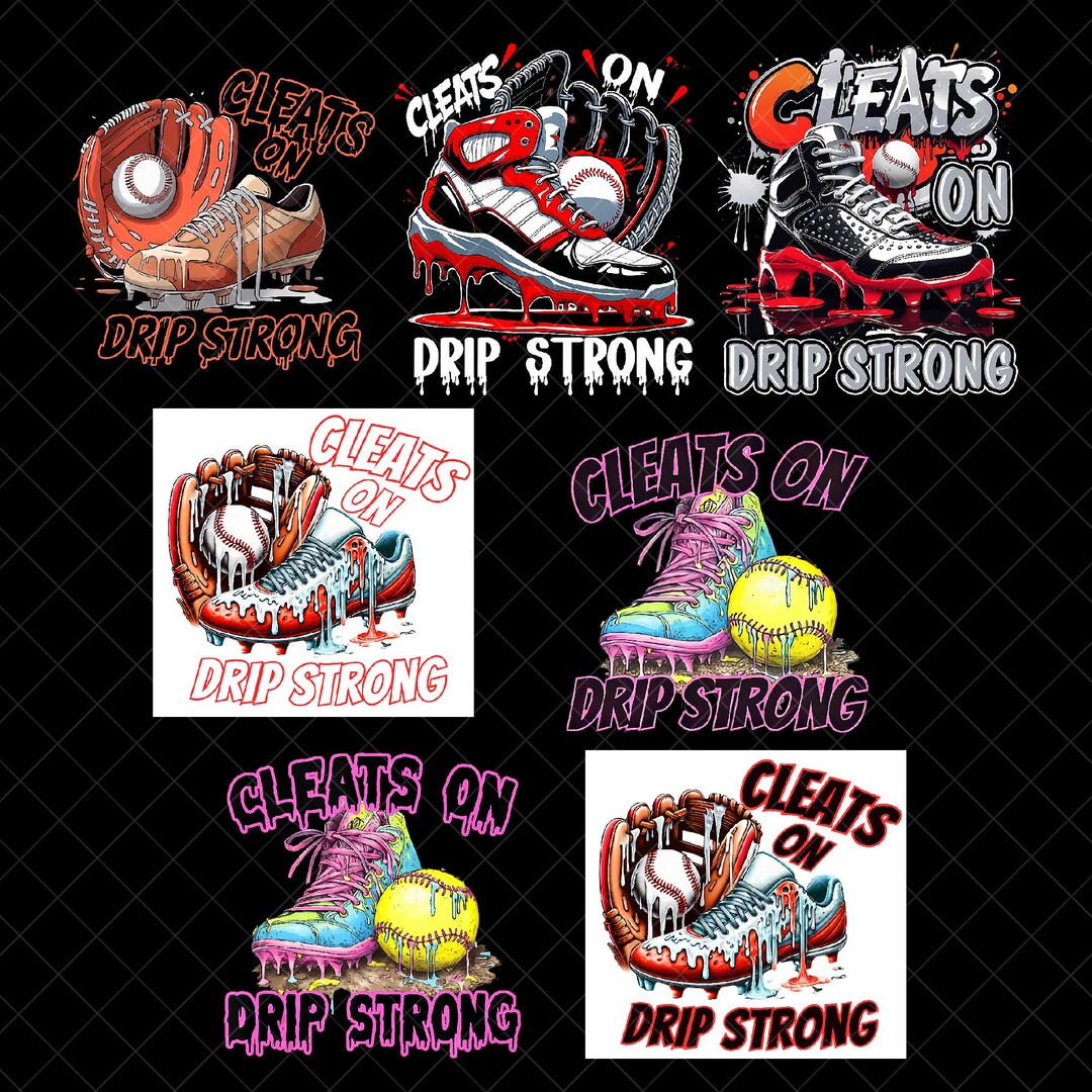 Cleats on Drip Strong Baseball Softball PNG Bundle | Sports Cleats ...