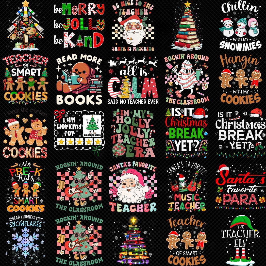 Christmas Teacher Clipart Bundle - Holiday PNG, Teacher Christmas ...
