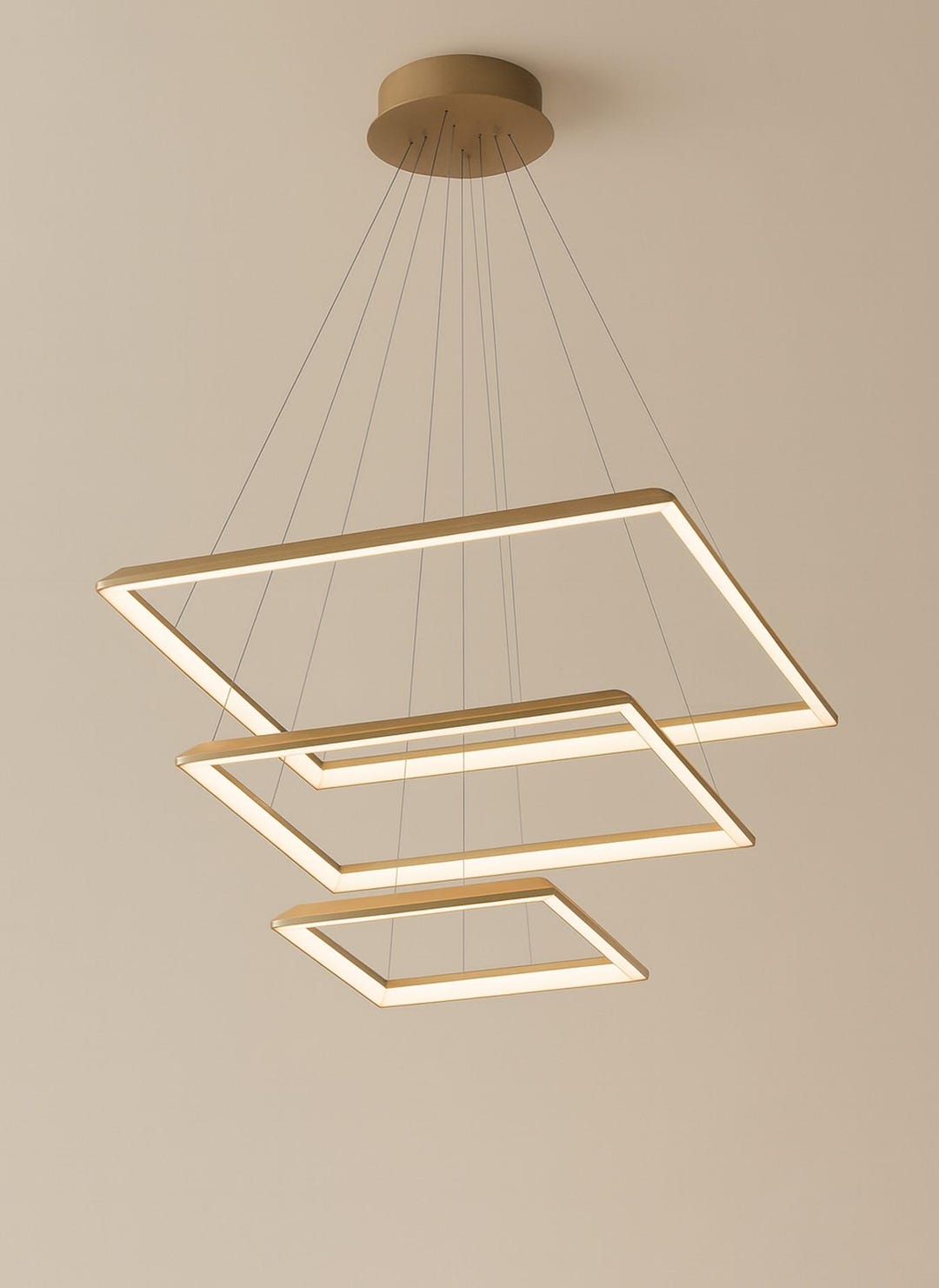 Gold Linear LED Chandelier, Modern Rectangular Pendant Light - Etsy