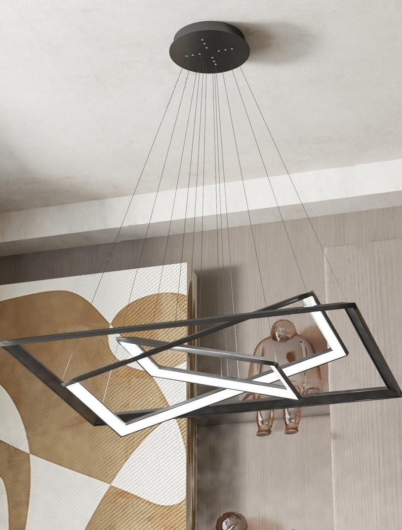 Modern LED Rectangular Chandelier, Minimalist Luxury Pendant Light - Etsy