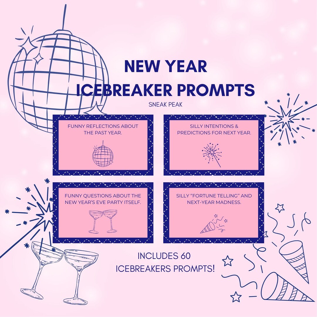 New Year's Eve Icebreaker Game Printable, NY Party Game, 60 Icebreaker ...