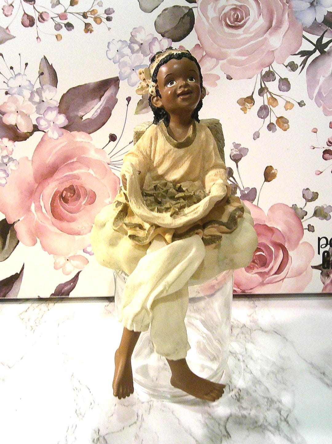 Angela Angel Figurine, Shelf Sitter, Dangle Legs, Cloud Sitting, Star ...