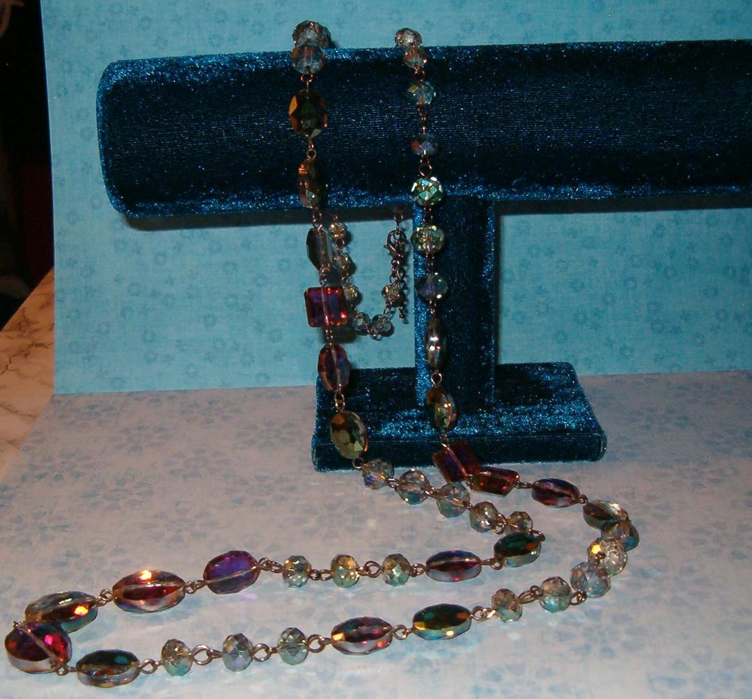 Elaborate Crystal Necklace, 42"l, Queen's Wear, Aurora Borealis, Huge ...