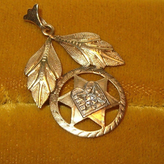 Jewish Star, Circle, Tablet, Leaves, Heavy Pendant, 1… - Gem