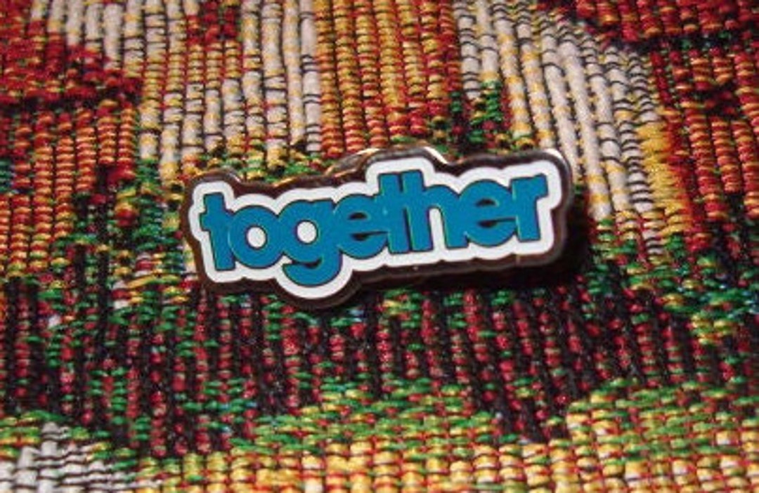 Pinback Pin, Together Pin, Blue W White, Silver Metal, 1 1/4"l ...