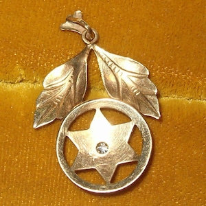 Jewish Star, Circle, Tablet, Leaves, Heavy Pendant, 14kt Gold, Gorgeous ...
