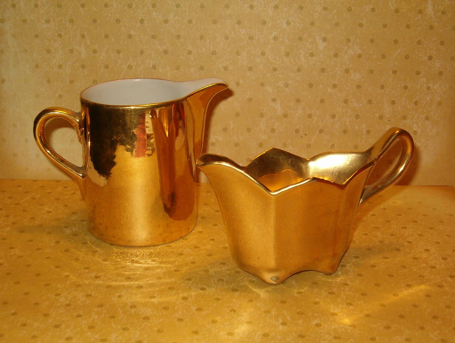 Golden Pitchers Two Small Golden Pitchers One is 3 | Etsy