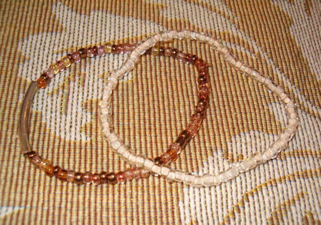 Shimmering Delight! 2 Beaded Bracelets, Stretch to 9"l, Browns, Golds ...
