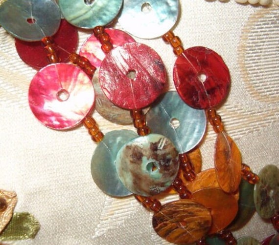 Sandy Gold, Shell Beaded Necklace, Shells and Tiny Gl… - Gem