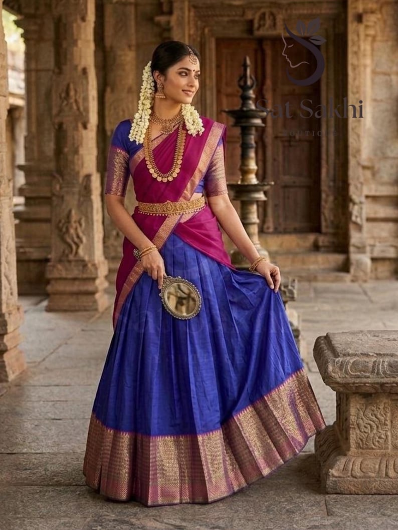 Royal Silk Lehenga Saree for Women | South Indian Half Saree | Pink ...