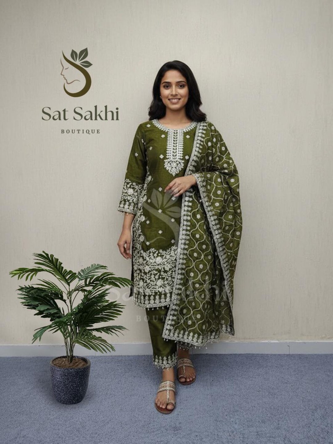 Mehndi Green Sharara Suit: Embroidered Pakistani Wedding Outfit - Etsy