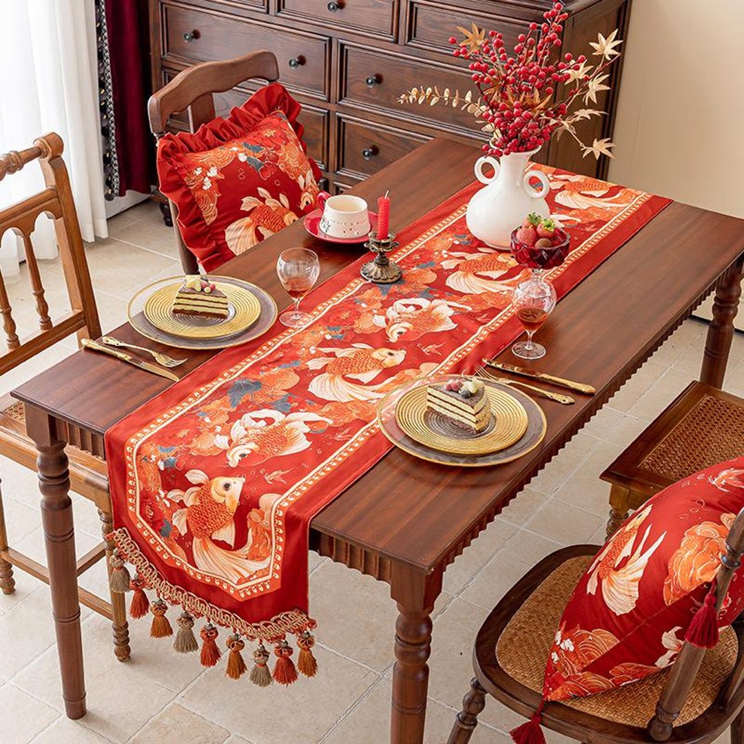 Koi Fish Table Runner, Asian-inspired Housewarming Decor - Etsy