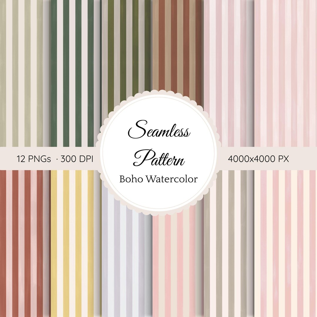 Boho Stripe Digital Paper Pack Printable Neutral Boho Seamless Stripes ...