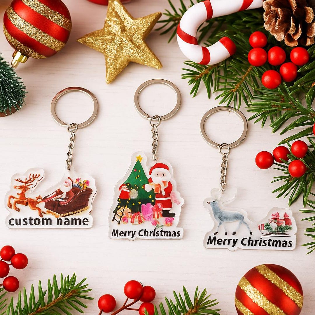 Custom Christmas Keychains, Santa Claus Keychains, Christmas Keychains ...