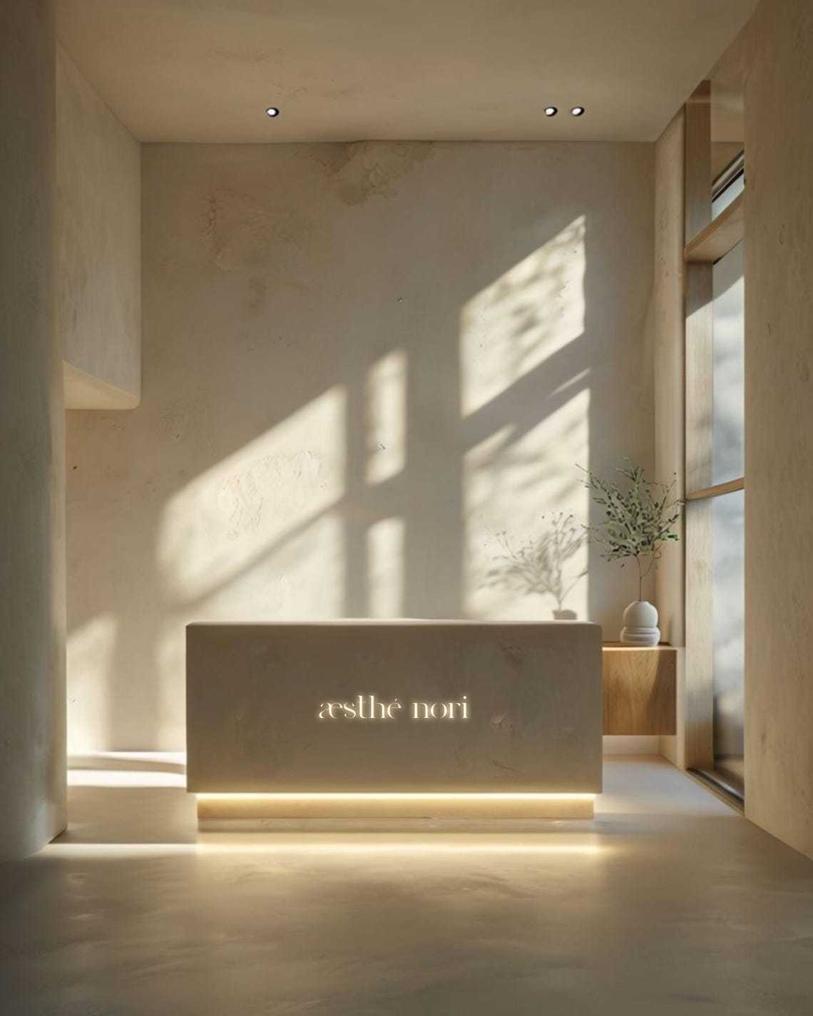 Luxury Sunlit Reception Desk | Brand Logo Mockup PSD | AI Beauty ...