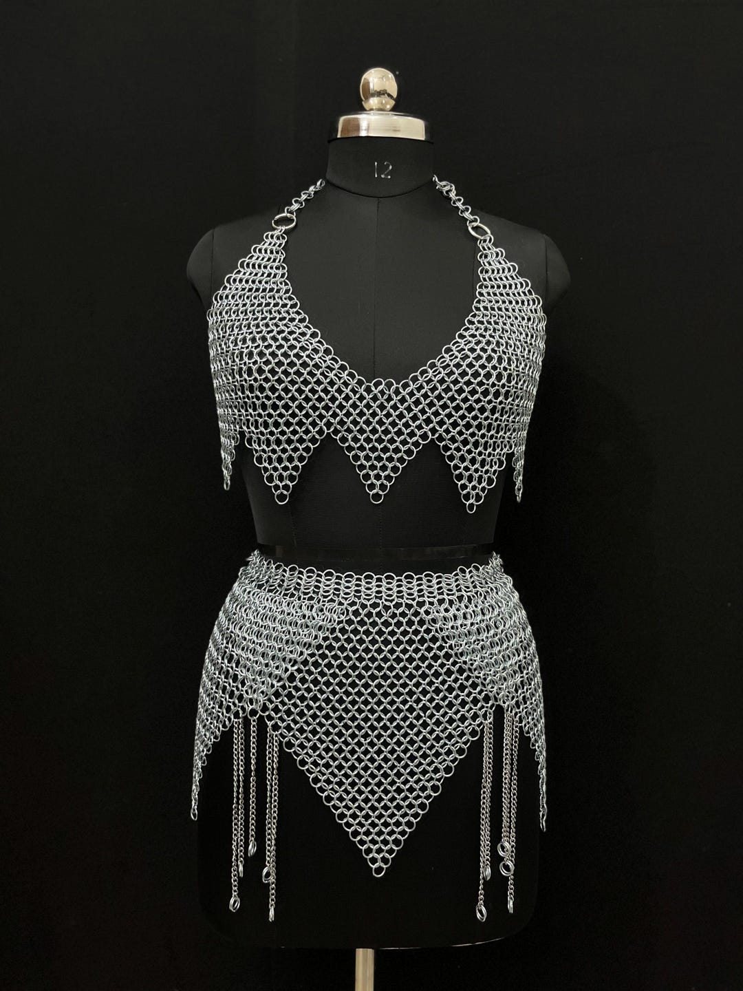 Handmade Chainmail Top & Skirt - Medieval Viking Cosplay Armour, LARP ...