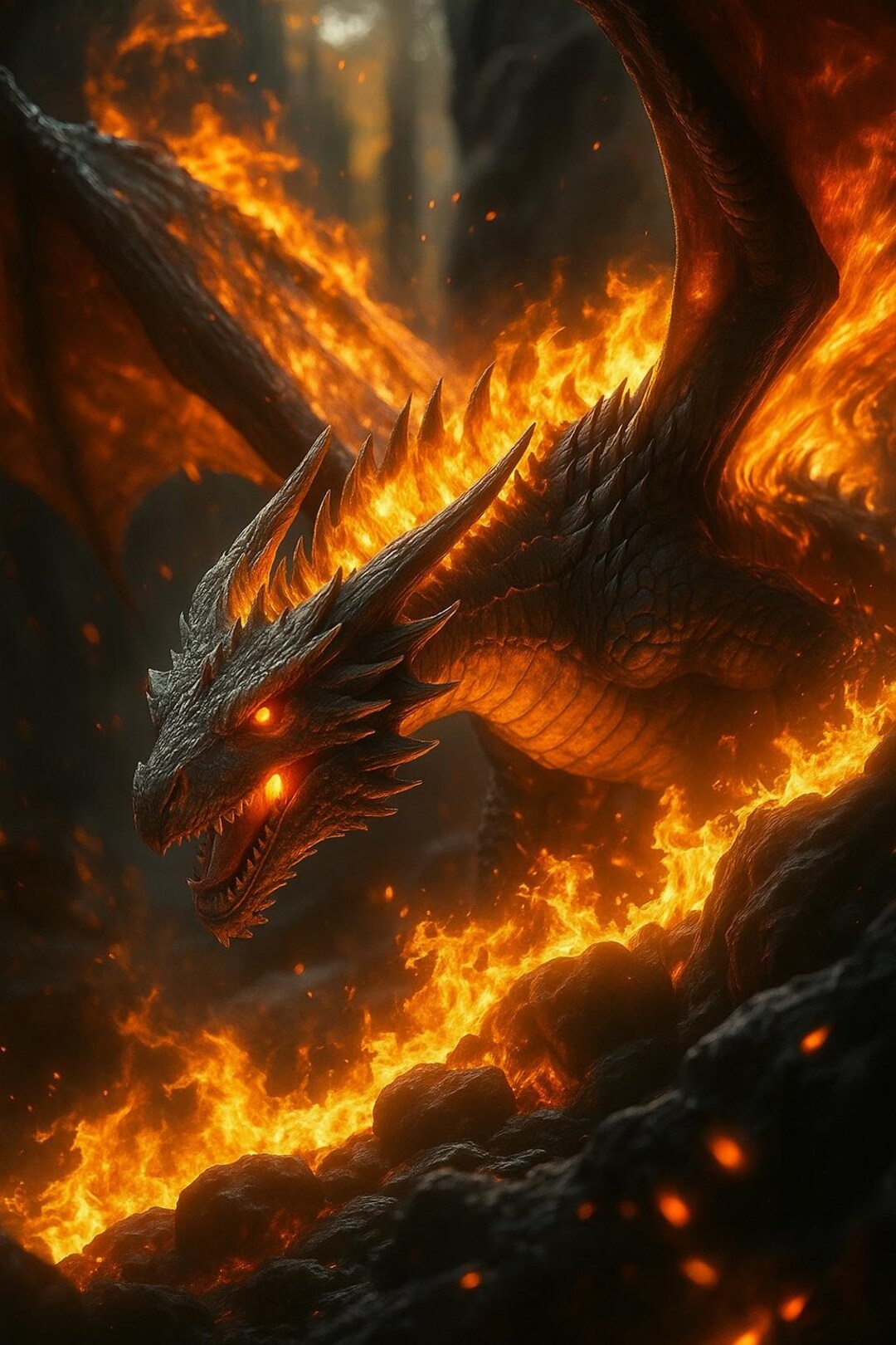 Fire Dragon 4K Wallpaper Pack – 5 Epic Dark & Lava Creatures Mobile ...