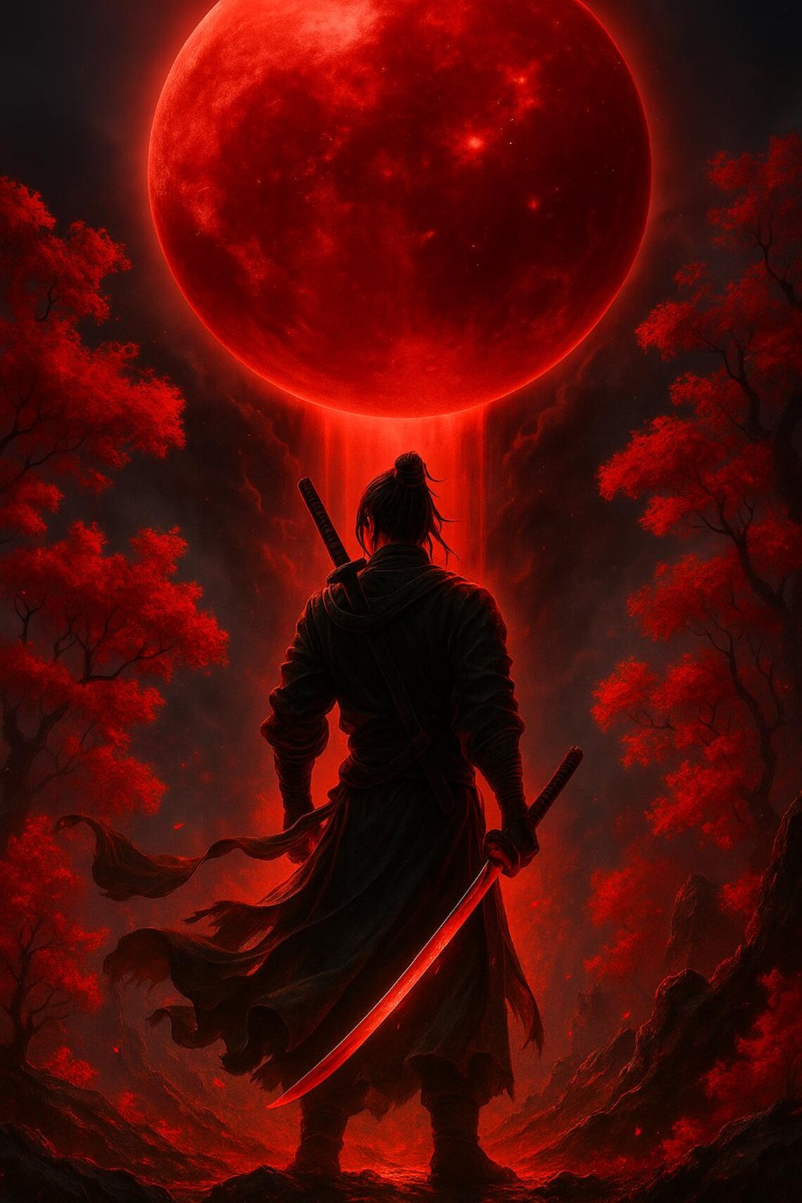 Blood Moon Samurai Wallpaper Pack – 5 Cinematic 4K Warrior Backgrounds ...
