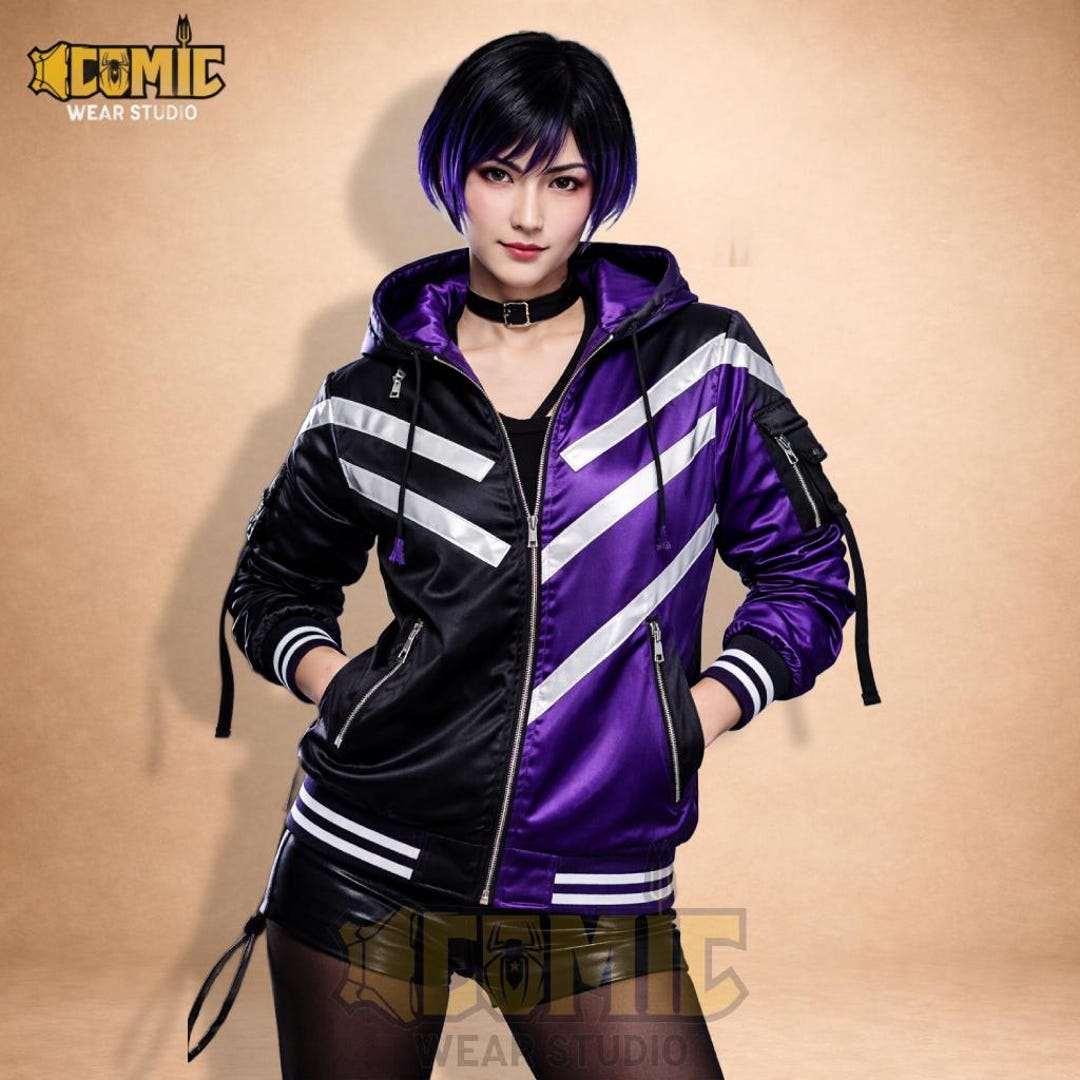 Reina Mishima Tekken 8 Bomber Jacket, Purple Satin Streetwear, Mishima ...