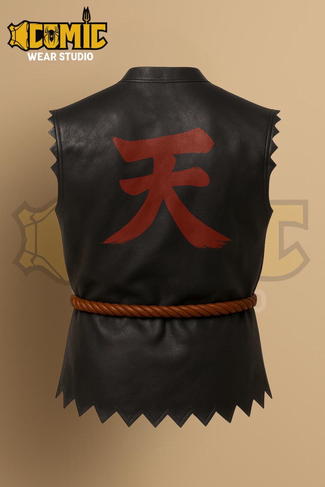 Handmade Akuma Street Fighter Leather Vest - Men's Cosplay Gi, Japanese ...