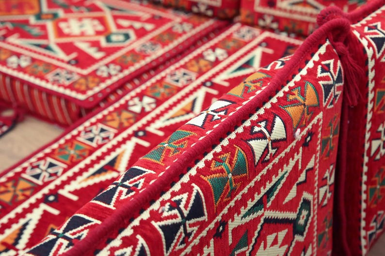 Moroccan Floor Sofa Set With Cushions and Back Pillows for Hookah ...