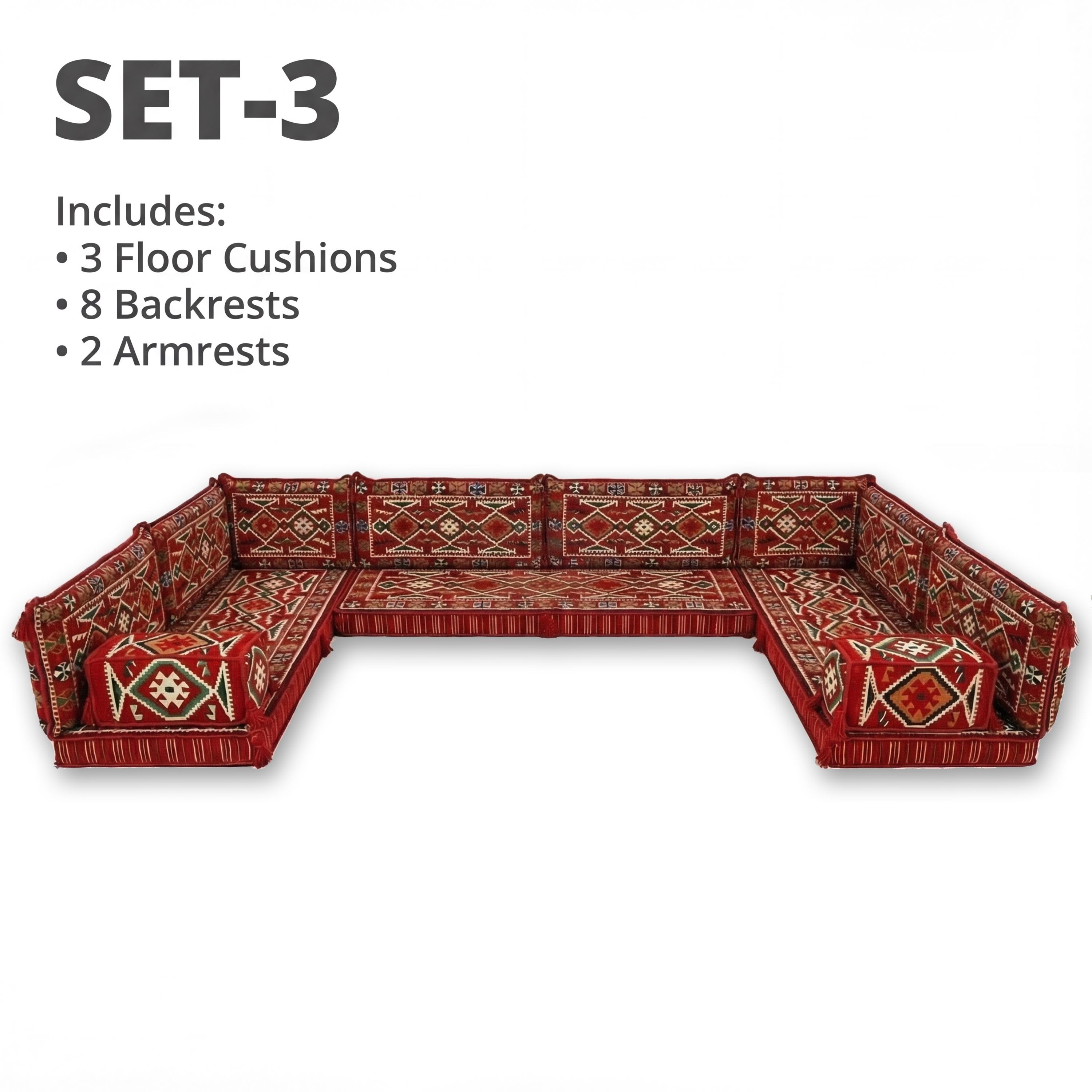 Custom Arabic Floor Sofa Set: Handmade Middle Eastern Majlis Seating ...