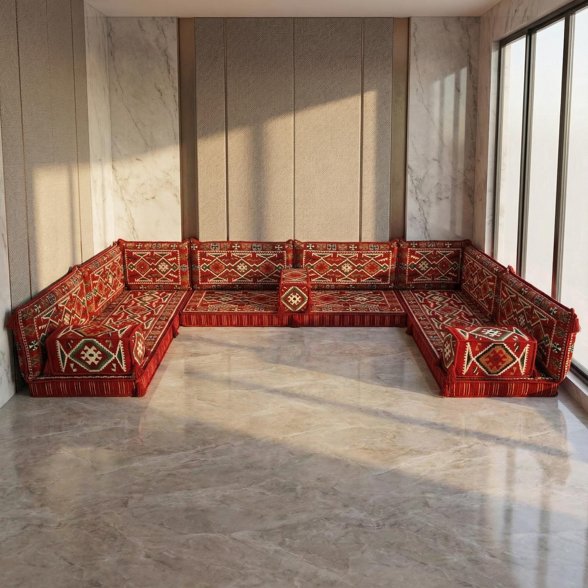 Custom Arabic Floor Sofa Set: Handmade Middle Eastern Majlis Seating ...