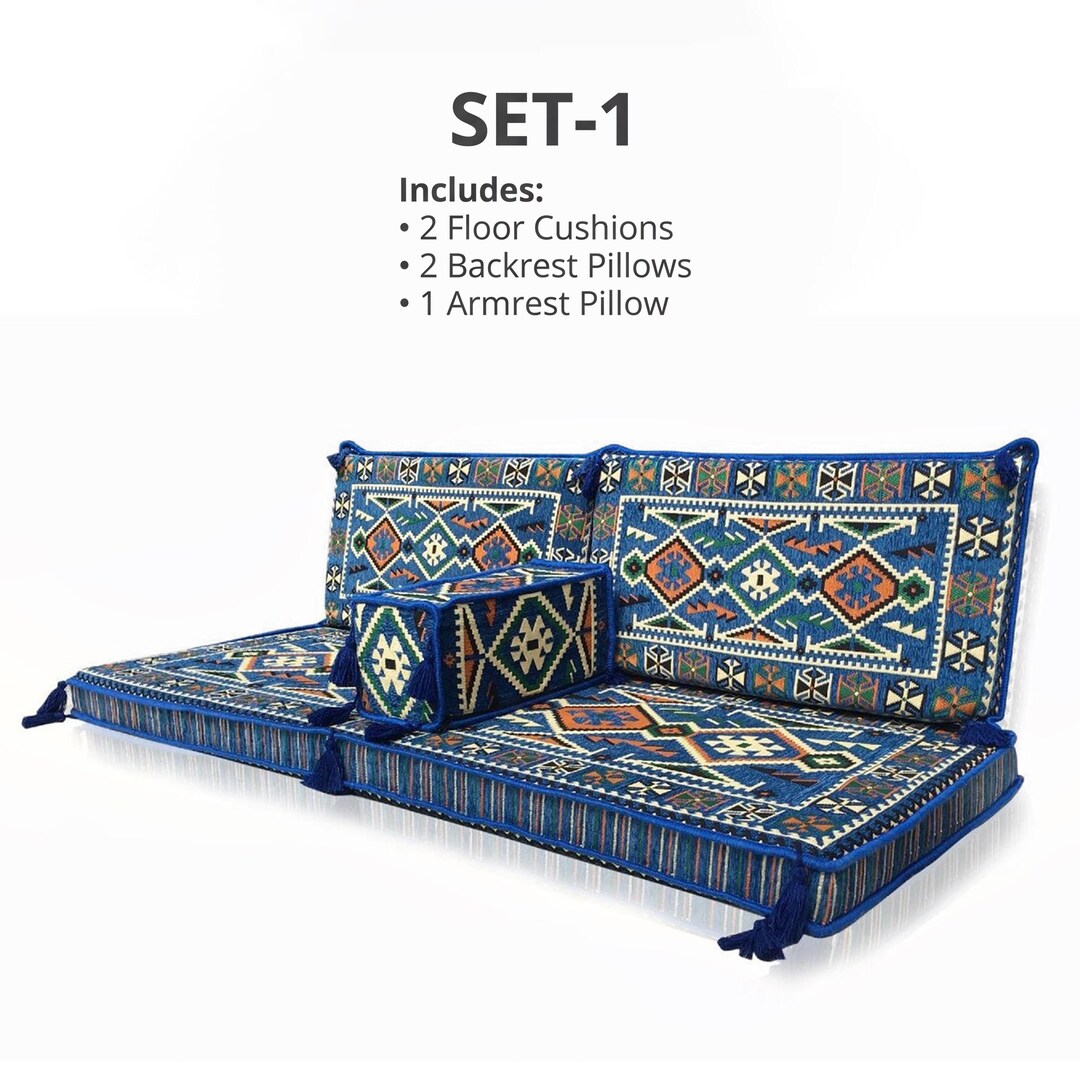 Boho Majlis Lounge Seating: Modular Turkish Floor Sofa Set, Handmade ...