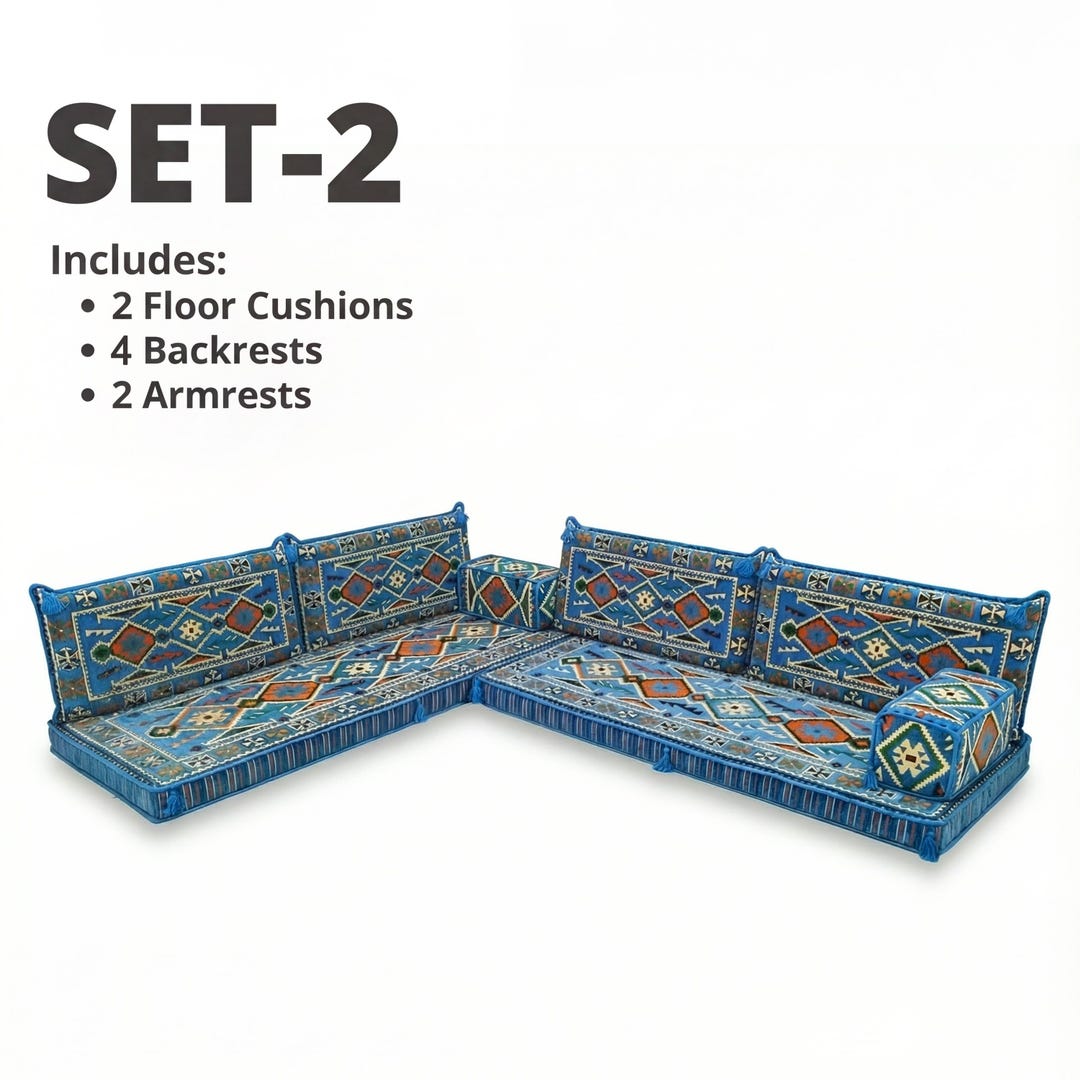 Middle Eastern Sofa Set Arabic Kilim Floor Cushions and Backrests for ...