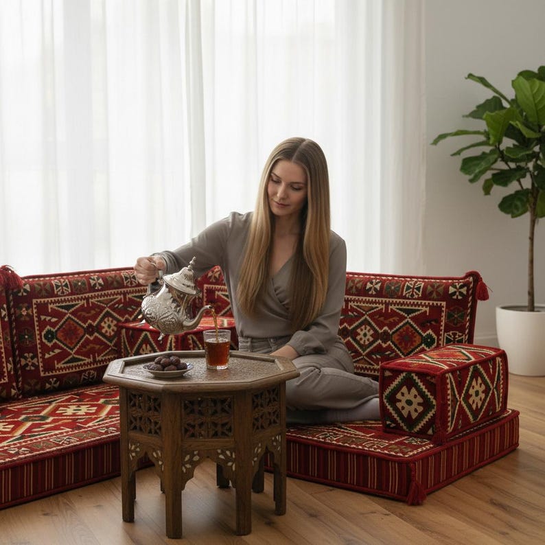 Custom Arabic Floor Sofa Set: Handmade Middle Eastern Majlis Seating ...
