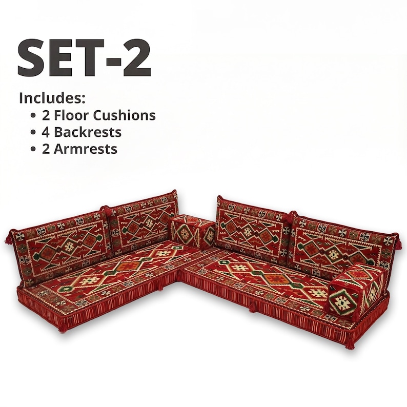 Custom Arabic Floor Sofa Set: Handmade Middle Eastern Majlis Seating ...