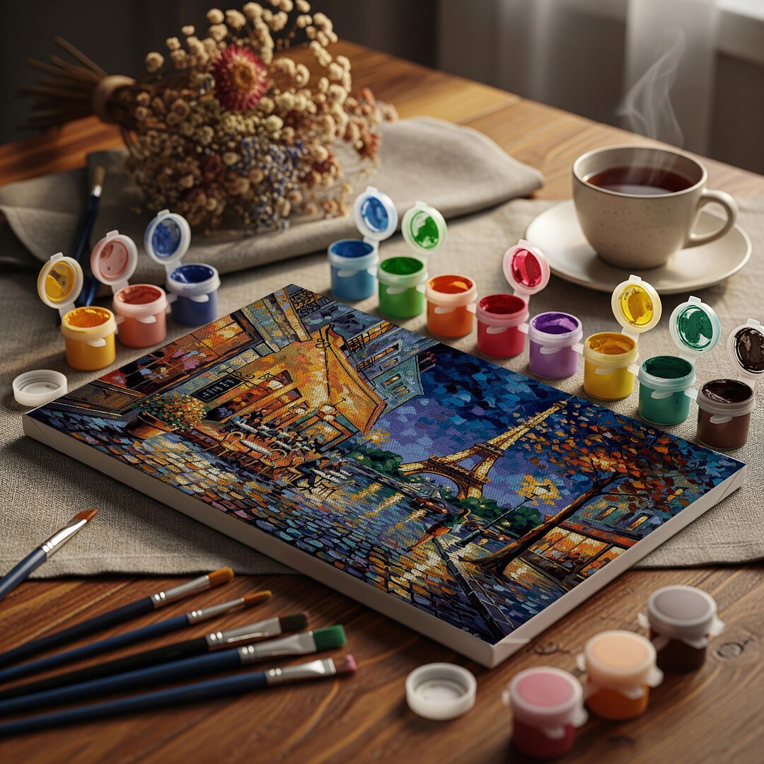 Eiffel Tower Paint by Numbers Kit, Paris Cityscape Canvas Art - Etsy