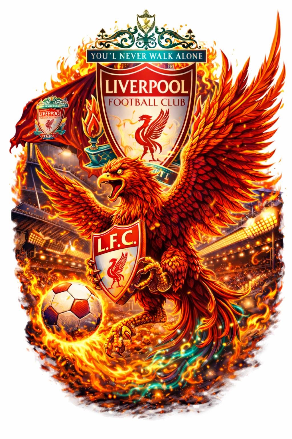 Liverpool Phoenix Football Art | Fiery Red Soccer Print (instant ...