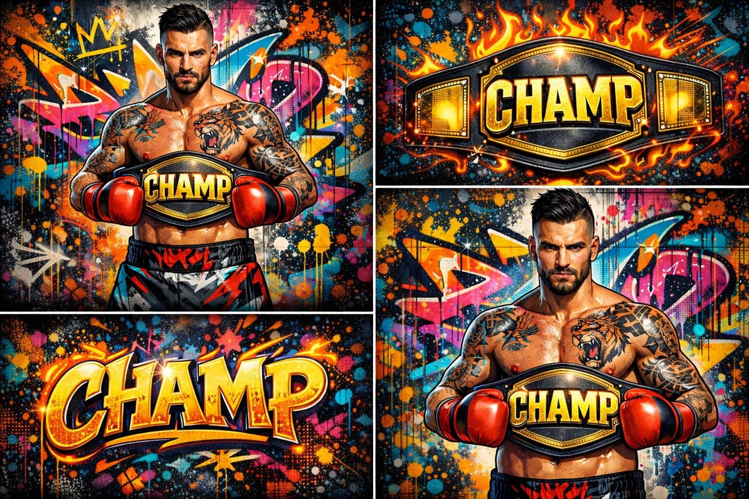 CHAMP Boxing Poster Collection | Urban Graffiti Fighter Wall Art ...
