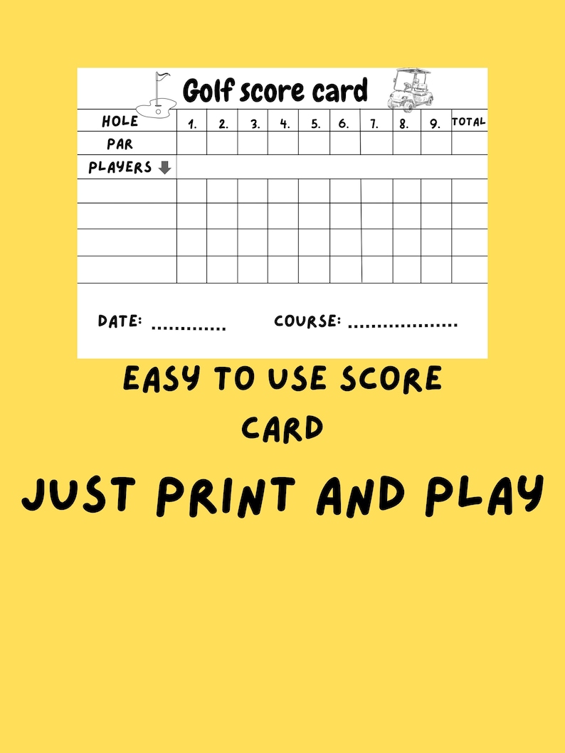 Simple Golf Score Card - Etsy