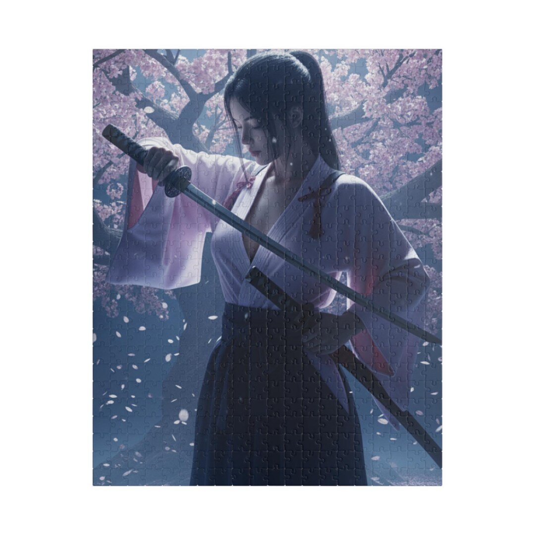 Sakura Samurai Jigsaw Puzzle: Elegant Katana Warrior, Cherry Blossom ...