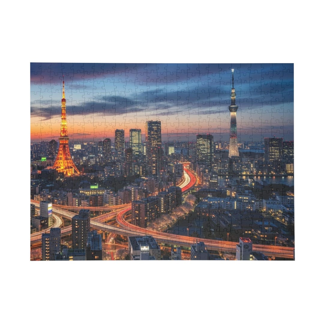 Tokyo Twilight Skyline, Japan Cityscape Puzzle With Tokyo Tower ...