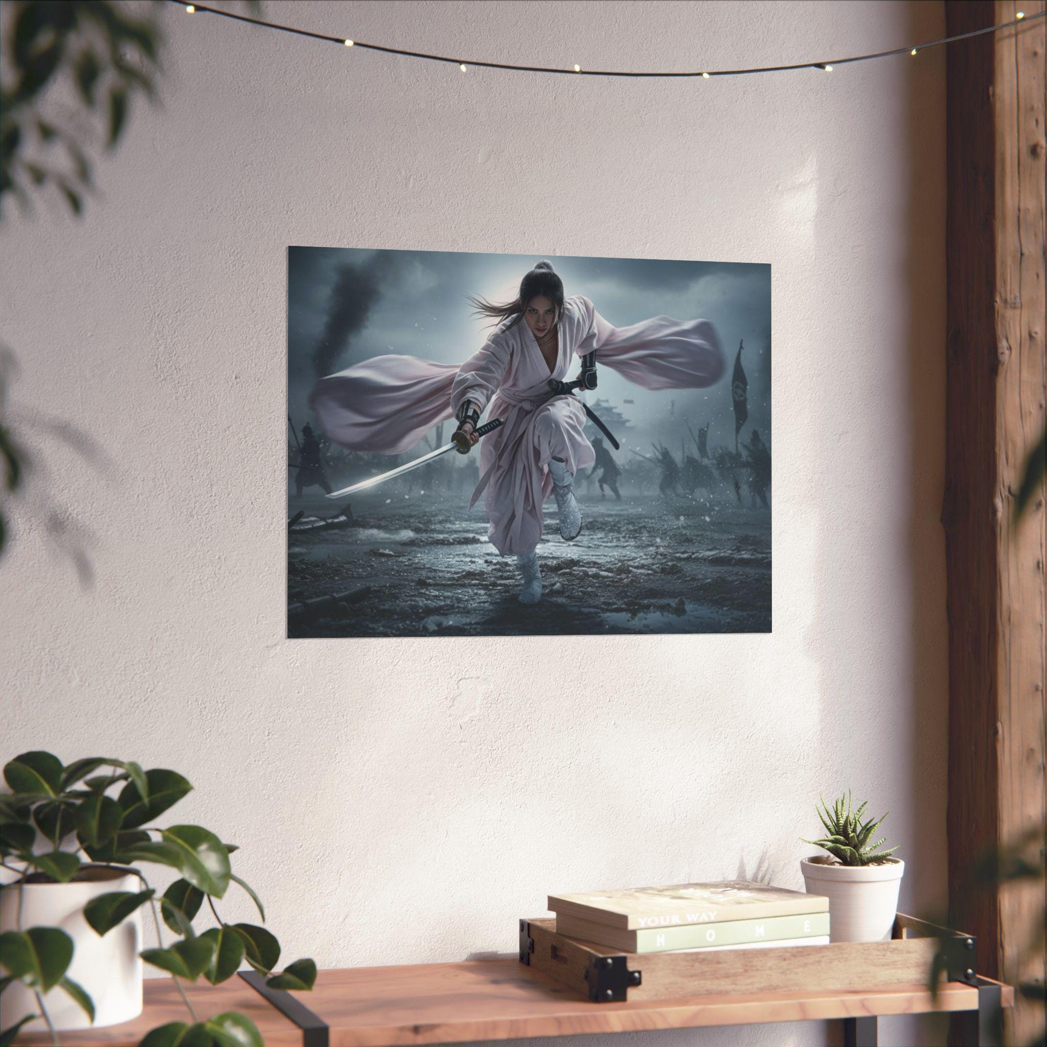 Female Samurai Katana Art Poster, Japanese Battle Scene - Etsy