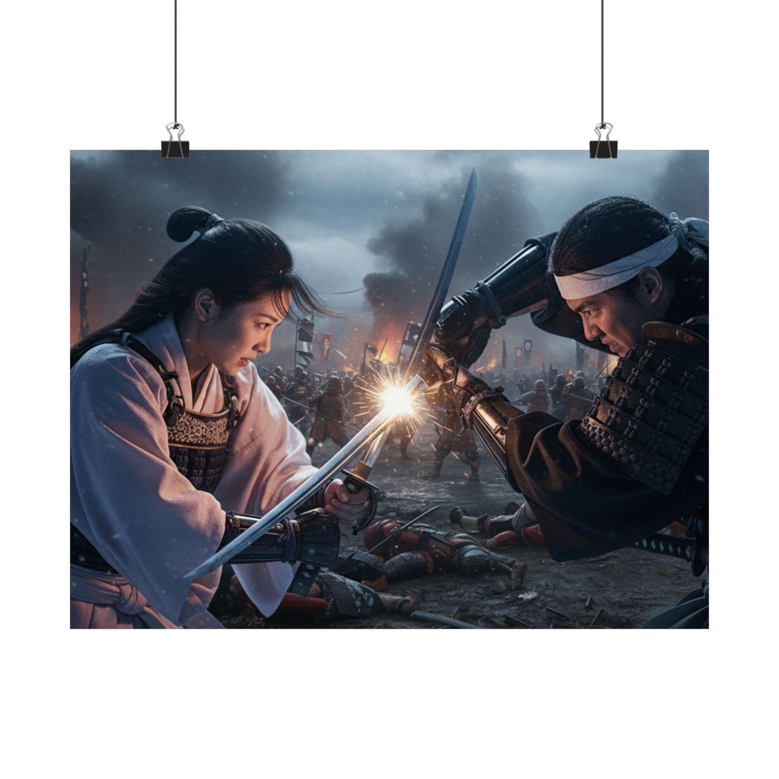 Samurai Duel Giclée Print: Cinematic Japanese Warrior Battle Art - Etsy